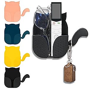 TWFERR Wall-Mounted Storage Boxes Cat-Shaped Storage Rack Remote Control Panel Storage containers Durable Rubber Storage Boxes for Organizing Small, Black, One Size (storage basket)