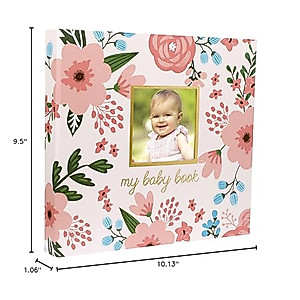 Pearhead Memory Book with Included Baby Belly Stickers, Modern Baby First Year Journal, Babys First Year, Baby Shower, Floral 17 Piece Set