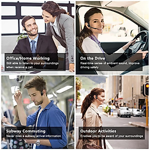 Giveet Bluetooth 5.3 Headset with Boom Microphone, Noise Cancelling Open Ear Headphones for Phone PC Laptop Computer, Lightweight & Comfortable Wireless Headset for Office Home Working Driving, 10 Hrs