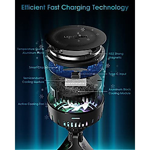 【Semiconductor Cooling Version】 Magsafe Car Charger, LERTOSEN Magnetic Wireless Car Charger for iPhone 14/13/12/Pro/Pro Max/Mini,15W Fast Charging Mag Safe Car Mount Charger Air Vent Phone Holder