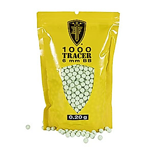 Elite Force Tracer BBS Glow-in-The-Dark Premium 6mm Airsoft BBS Ammo, 1000 Count, 0.20 Gram, One Size
