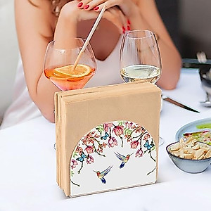 Napkin Holder, Clear Acrylic Paper Napkin Holders Tropical Flowers Butterfly Hummingbird Tissue Box Dispenser Stand Tabletop Space Saver Upright Napkin Towel Holders for Kitchen Restaurant Home Decor