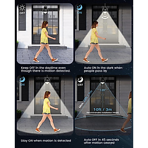 ALEXPEX Motion Sensor Light Bulbs, 13W(100W Equivalent) 1100lm Motion Activated Auto Dusk to Dawn LED Bulb, A19 E26 5000K Daylight Outdoor/Indoor Lighting for Garage Porch Stairs Patio, 2 Pack