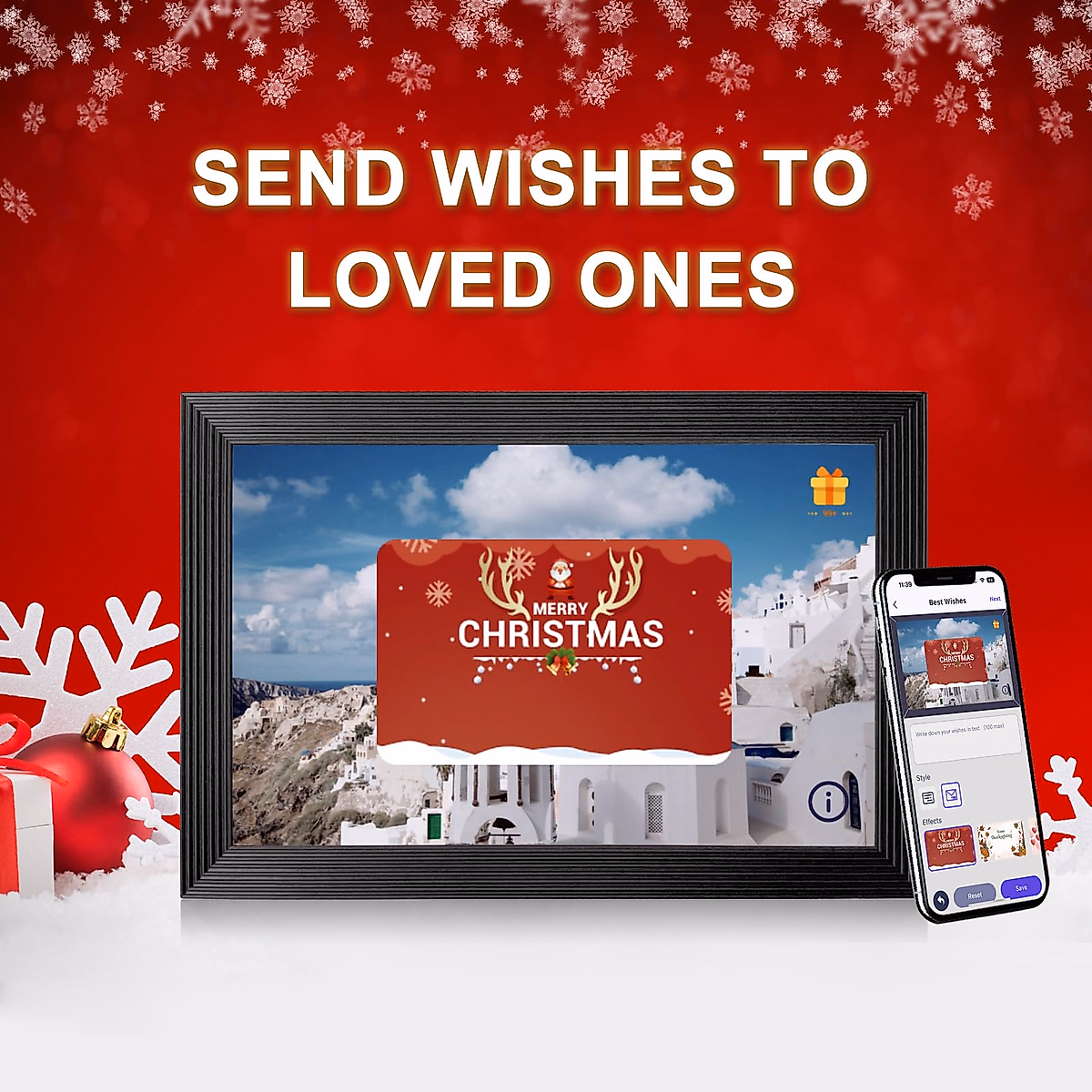 32GB 10.1 inch WiFi Digital Photo Frame 1280 * 800 IPS Touch Screen Share Moments via App from Anywhere, Support Mirco SD Card Extend Storage, Auto-Rotate