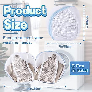 6 Pcs Bra Washing Bags,Mesh Wash Bags,Bra Laundry Bags for Washing Machine,Underwear Brassiere Washing Bags,Lingerie Bags for Washing Delicates(Blue)