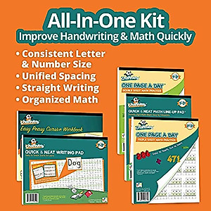 Back to school complete set 5 Pack Channie’s Visual Math, Handwriting, and Cursive Grades 1st – 3rd, Size 8.5” x 11” With FREE Alphabet Card