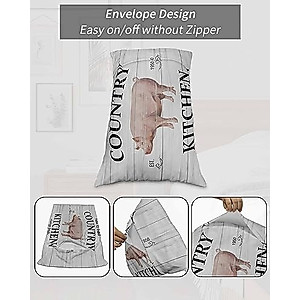 Edwiinsa Farmhouse Pig Pillow Covers Standard Size Set of 2 20x26 Bed Pillow, Farm Animals Rustic Oil Painting Wooden Plush Soft Comfort for Hair/Skin Cooling Pillowcases with Envelop Closure