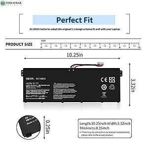 DMKAOLLK AC14B3K Battery for Acer Chromebook 15 CB3-531 CB3-531-C4A5 CB5-571 CB3-111 C810 C910 Aspire R5-571TG R5-571TG-7229 Spin 3 SP513 SP513-51-55ZR Aspire E15 ES1-512 KT00403032