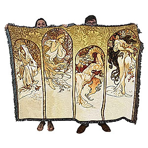 Pure Country Weavers The Seasons Vintage Fine Art Poster Blanket by Alphonse Marie Mucha - Gift Tapestry Throw Woven from Cotton - Made in The USA (72x54)