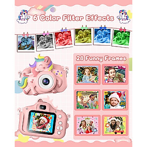 Kids Camera for 3-12 Years Old Toddlers Childrens Boys Girls Selfie Camera 20.0 MP HD 1080P IPS Screen Dual Digital Toy Camera for Kids Birthday