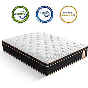 BedStory Queen Mattress in a Box 12 Inch Gel Memory Foam Hybrid Mattress, Individual Pocket Springs Bed for Motion Isolation & Pain Relief, Enhanced Cooling Bamboo Charcoa Infused, Medium Firm