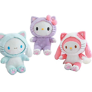 25cm Cartoon Plush Doll Soft Stuffed Plush Doll My Melody Cinnamon Cute Anime Plush Toy Melody Plush Doll Cute Skin-Friendly Soft Doll Doll Adult Children's Toy Girl Gift Blue White