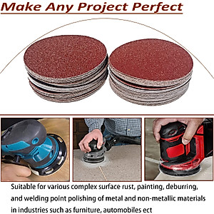 SACKORANGE 100 PCS 6" PSA Sanding Discs -20 Each of 60, 80, 120, 180, 240, Grit- 6 Inch Self Adhesive Stickyback Sandpaper Discs for DA Sander, Sand Automotive Car Paint, Woodworking Wood, Metal