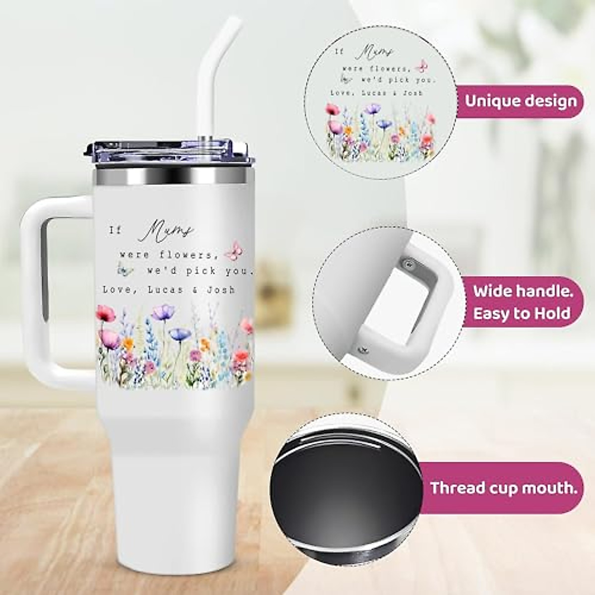 Personalized Custom Mama Tumbler, Mama Tumblers With Handle And Straw, Mothers Day Tumbler Gifts, Mommy Cups, Inspirational Mom Mug, Gifts For Moms