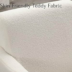 DM Furniture Modern Accent Chairs Set of 2, Cozy Sherpa Side Chairs Contemporary Reading Chair Single Sofa Slipper Chair for Bedroom/Living Room/Guest Room, White