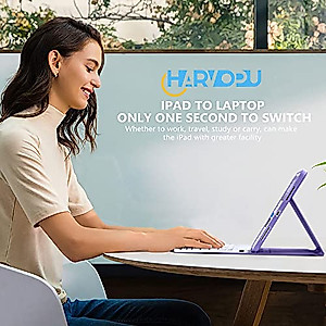 Harvopu for iPad Air 5th Generation Case with Keyboard - 7 Color Backlight Detachable Keyboard Tablet Cover with Pencil Holder for iPad Air 5th Gen 2022/iPad Air 4th Gen 2020 10.9, Purple