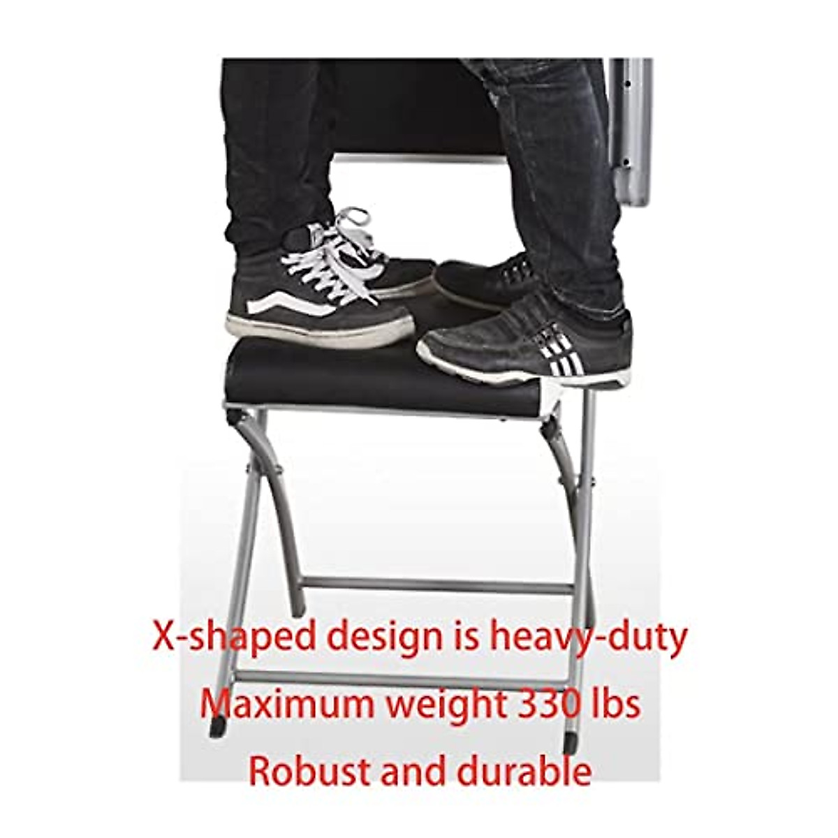 Computer Desk Chairs for Adults no Wheels,Chairs for bedrooms Comfy,Folding Office Chair with Pu Leather Padded Seat,Home Office Desk Chair Ergonomic,330-Pound Capacity 1 Piece,Black