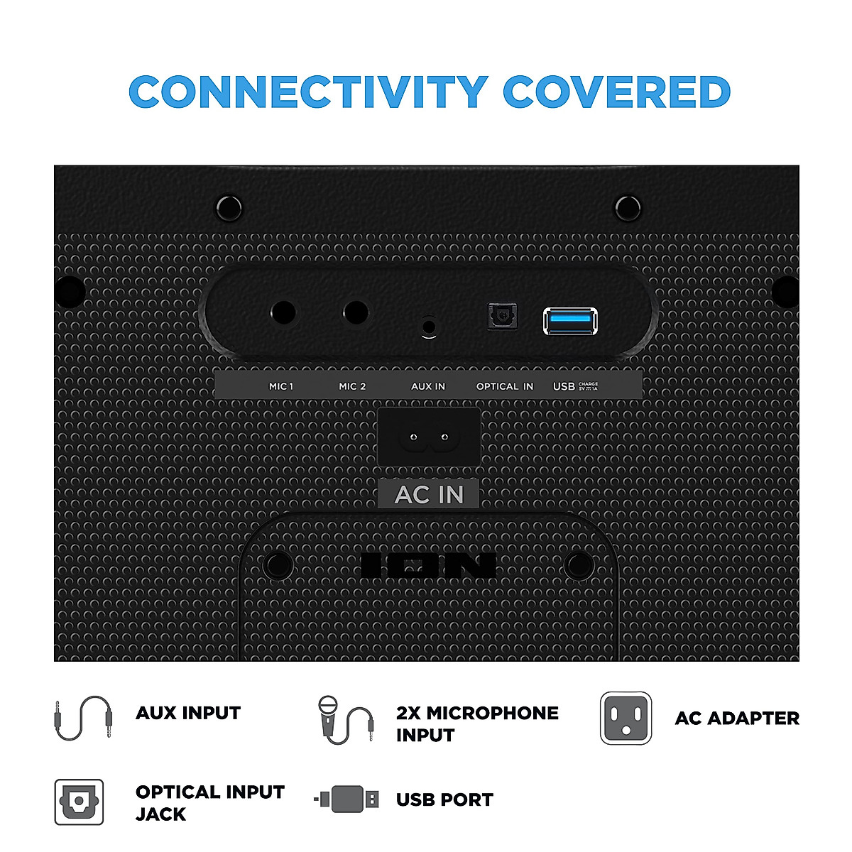ION Audio ION Rocker Max Portable Bluetooth Karaoke Microphone Lights and Radio for Halloween, Christmas, NYE Party-Powerful 120W Speaker, Black 2