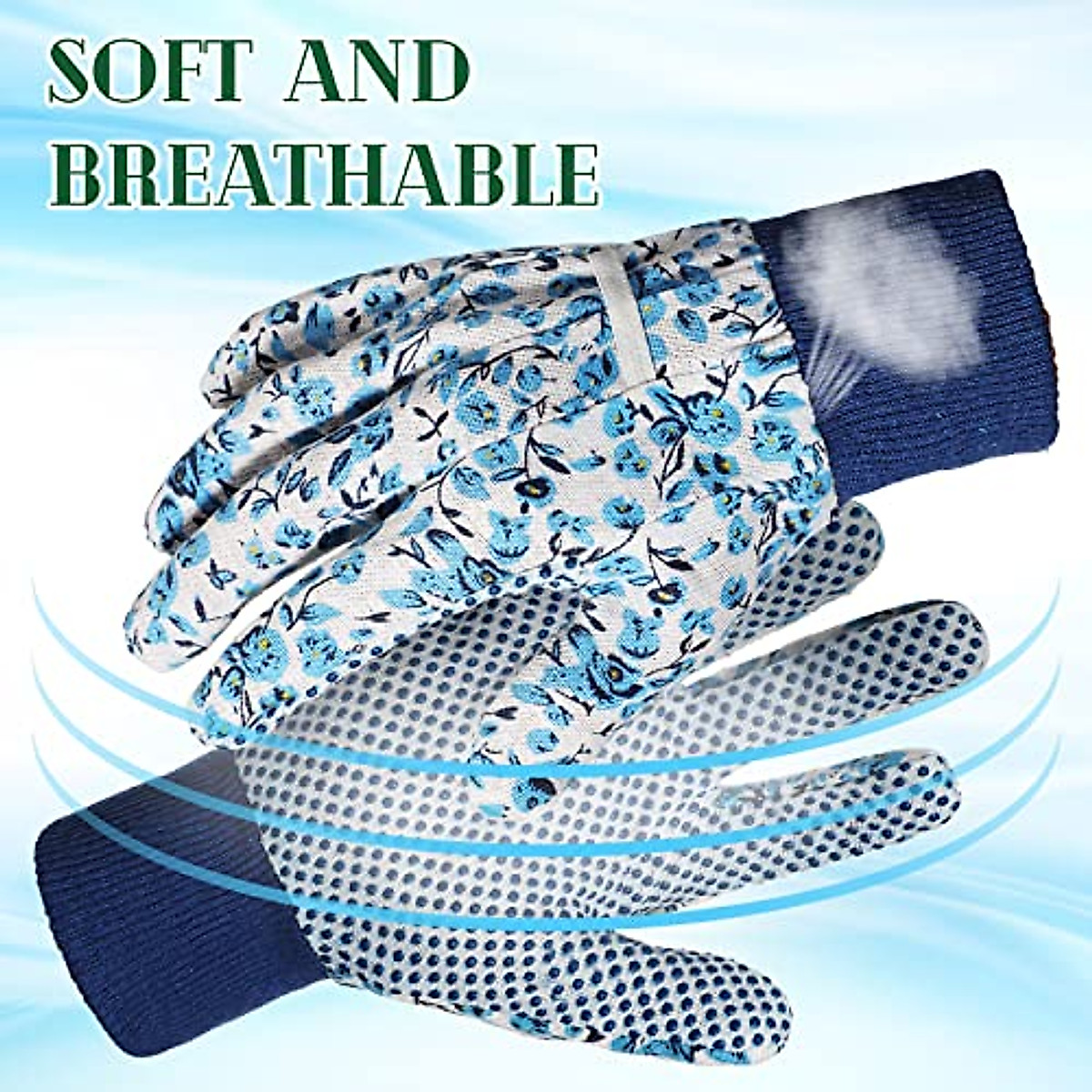 8 Pairs Garden Gloves for Women Floral Gardening Gloves Breathable Soft Work Gloves Women Ladies Cotton Garden Gloves with Non Slip PVC Dots for Weeding Planting Fishing Yard Cleaning Seeding