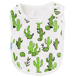 KUDL Baby Bibs Large Burpy Cloth 4 Pack Gift Set Soft Absorbent Feeding Reflux Drool Teething Bibs, Adjustable Snap Buttons, Funny Designs for Boys & Girls - Desert