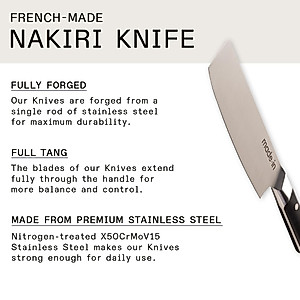 Made In Cookware - 6" Nakiri Knife - Crafted in France - Full Tang With Truffle Black Handle