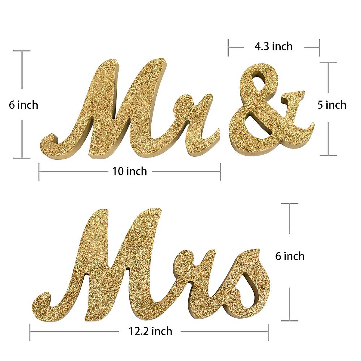 senover Mr and Mrs Sign Wedding Sweetheart Table Decorations,Mr and Mrs Letters Decorative Letters for Wedding Photo Props Party Banner Decoration，Wedding Shower Gift (Gold Glitter)