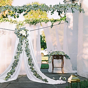 DearHouse 2pc Artificial Eucalyptus Garland Faux Silk Eucalyptus Leaves Vines Handmade Garland Greenery Wedding Backdrop Arch Table Decor, 6.1ft/pc