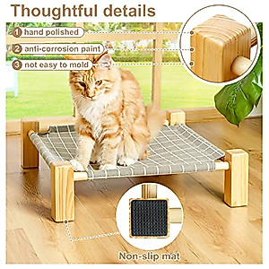 Elevated Cat Bed Raised Floor Hammock for 2 Cats with Stand Lifted Kitty Cots 18x18in for Small Dogs Puppy Rabbit Bunny No Drill Pet Lounger Easy to Assemble Indoor Outdoor