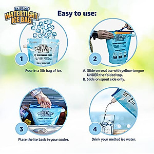 Large Leakproof Ice Bag. Reusable Ice Pack for Cooler - 2 Long Lasting Instant Cooler Ice Packs - Drop in Cubed Ice To Make Cold, Dry Freezer Packs for Coolers - Drink your ice when it melts.