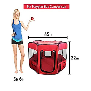 Portable Pet Playpen 45 * 45 * 22" Premium Large Size Puppy Kennel - Best for Small and Medium Size Dogs and Cats - Simple Folding Design for Easy Storage