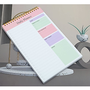 Undated to Do List Notepad Notebook Daily Planner 80 Sheets 6.5'' x 9.8'' Checklist Productivity Organizer for Work Academic Planner (Purple Pink)