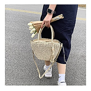 abigail paige Women Straw Handbags For Summer Beach Weave Shoulder Bag Rattan With Tassel (beige)