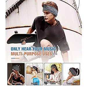 Sleep Headphones Wireless, ANBOKAI Bluetoth Headset Sports Headband Mask with Memory Foam Ear or Eye Cups, Adjustable Strap, 10H Playtime, Built-in Mic, Clear Calls Earphones for Side Sleeping Workout