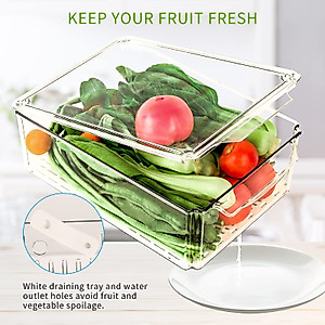 Yustuf 10-pack Clear Stackable Refrigerator Organizer Bins with 4 liners, Plastic Pantry Organization and Storage Bins with lids Vegetable Fruit Storage Containers for Fridge