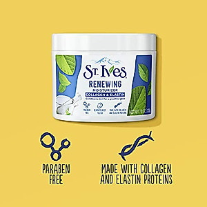 St. Ives Face Moisturizer Cream, Collagen and Elastin, Renewing Facial Moisturizer for Women, Paraben Free, Dermatologist Tested Daily Moisturizing for Dry Skin Cruelty Free, 10 oz, 4 Pack