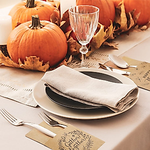 60 Pcs Thanksgiving Cutlery Holder Set Thanksgiving Turkey Utensil Holder Party Utensil Holder Pockets for Autumn Fall Harvest Party Favor Supply Table Decor