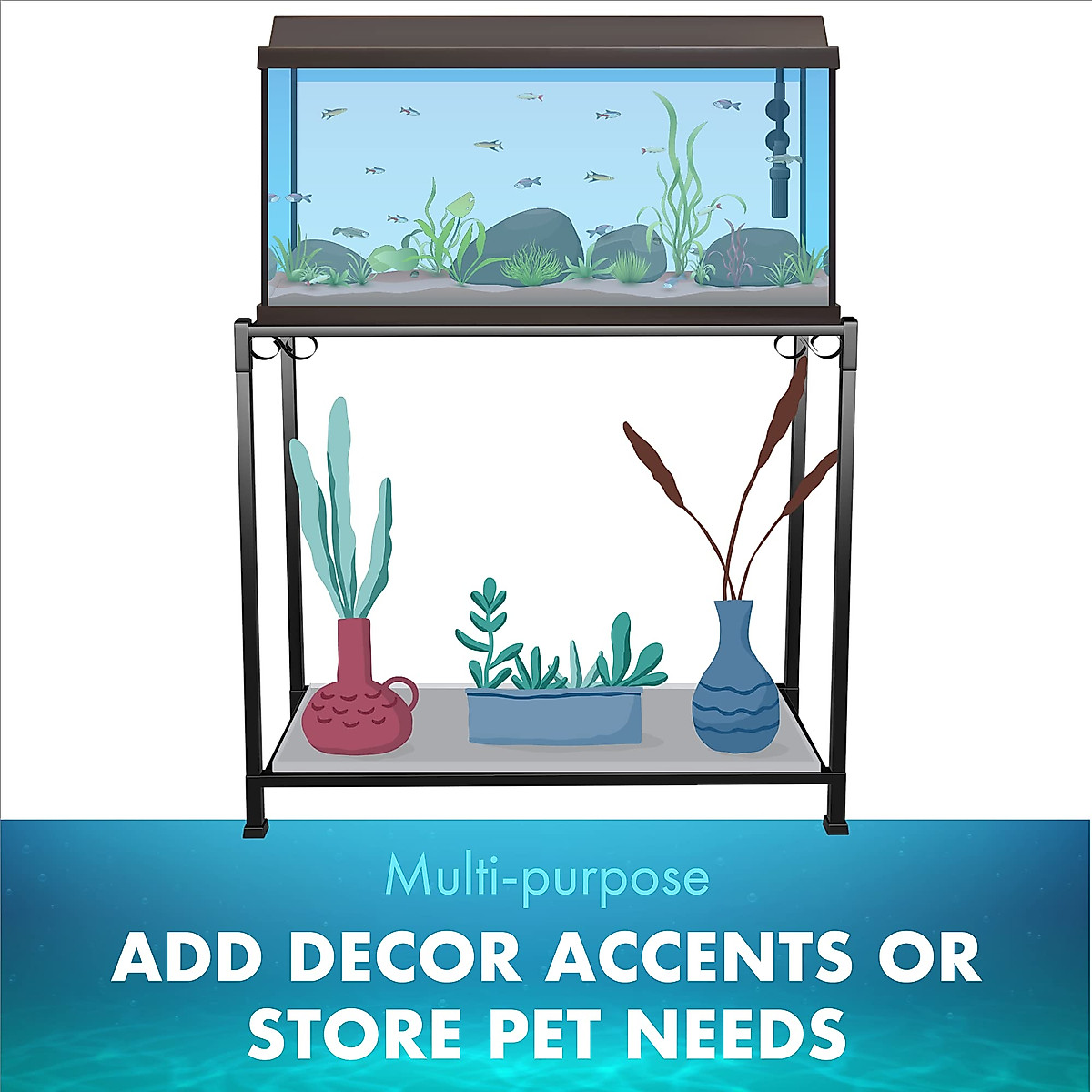 TitanEze 30 Gallon Double Aquarium Stand (2 Stands in 1), Fish Tank Stand, Bird Cage Stand, 38.5" W x 29" H x 13" D