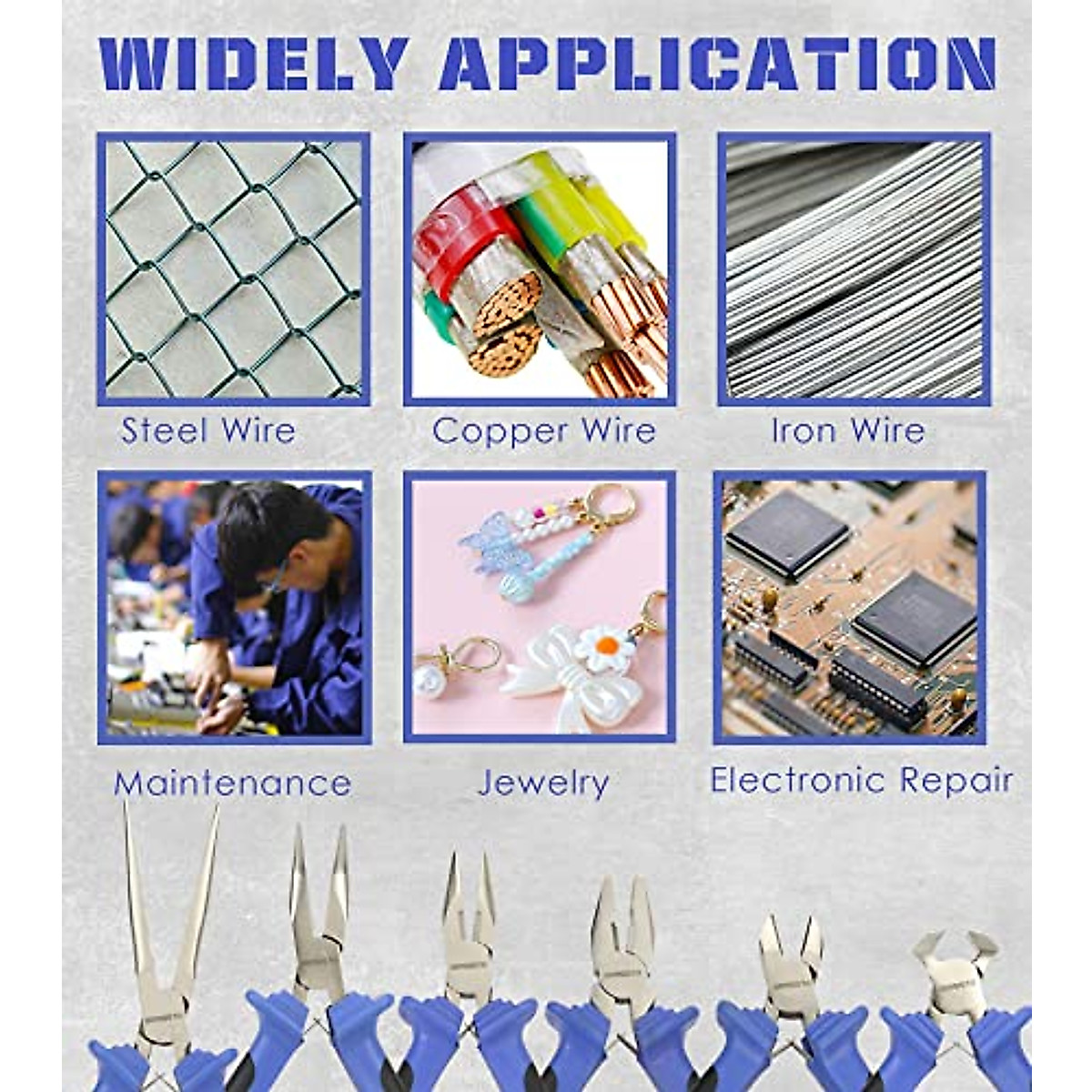  URASISTO 6 pcs Mini Pliers Set  - Long, Bent, Needle Nose, Diagonal, End Cut, Combination - Spring Loaded Handle, 5 Inch - Mechanic, Craftsman Basic Tool Kit - Roll Up Carry Bag Included