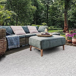 SAFAVIEH Courtyard Collection Area Rug - 10' x 14', Grey & Grey, Indoor/Outdoor & Washable, Ideal for Patio, Backyard, Mudroom (CY8520-36811-10)