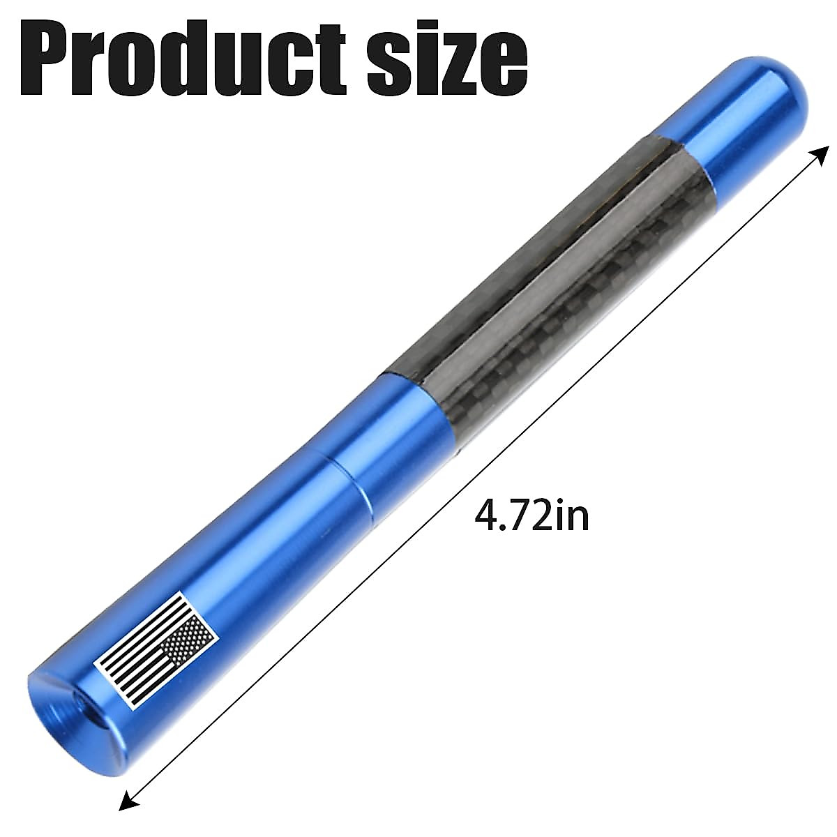 BESULEN Car Short Antenna, 4.7 Inch Carbon Fiber American Flag Aluminum Auto Radio Antenna for AM/FM Reception, Universal Replacement Car Antenna with 9 Adapters, 2 Screws, 2 Rubber Rings