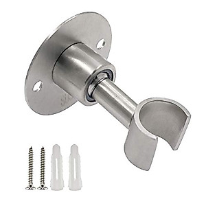 BokWin Stainless Steel Shower Head Holder, 360° Adjustable Handheld Bathroom Shower Head Bracket, Metal Shower Spray Holder Wall Mount, Brushed SUS 304 Steel Holder (Screw Installation)