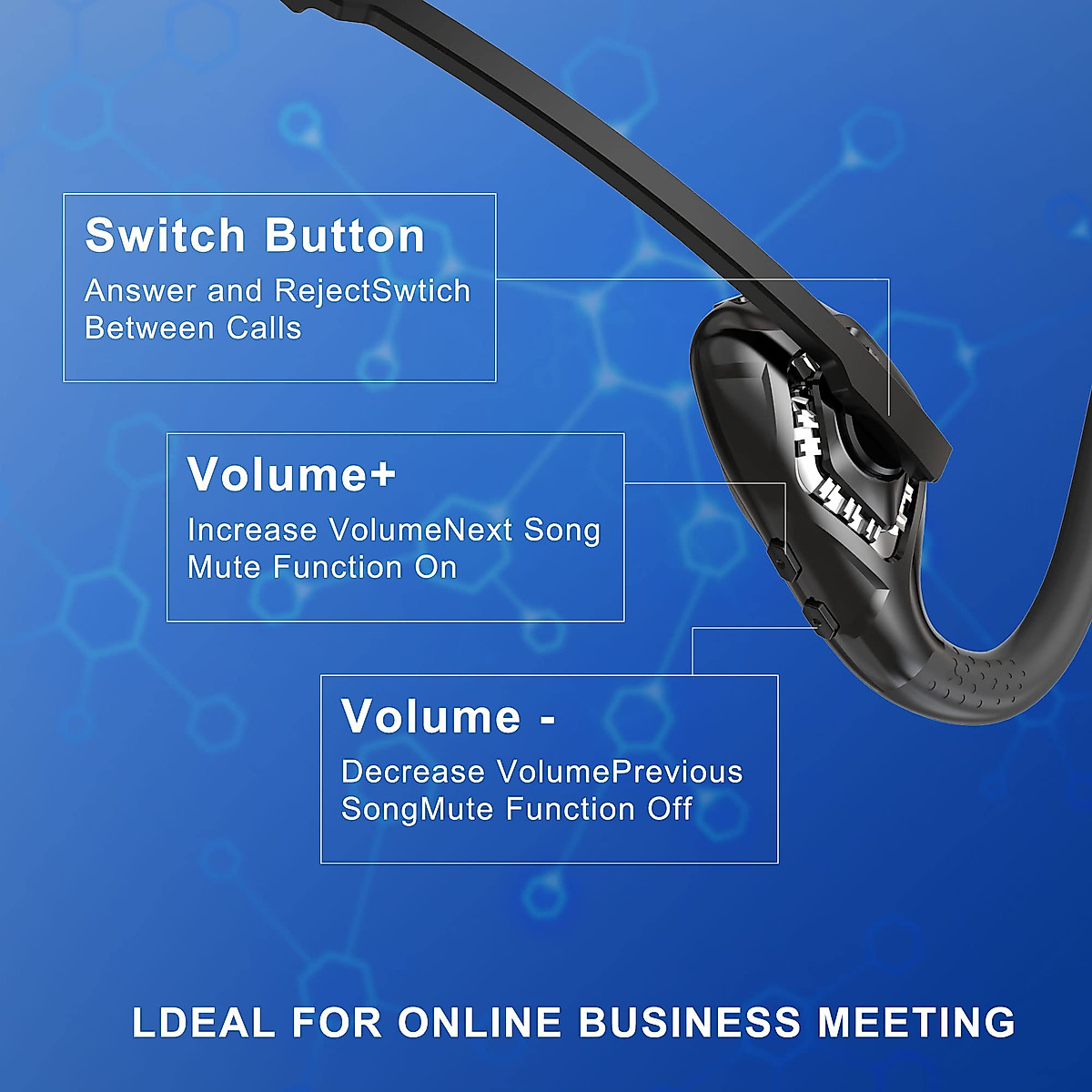 Bluetooth Headset V5.2, Wireless Headset with CVC8.0 Dual Mic Noise Cancelling Bluetooth Earpiece 150 Hrs Standby Time Hands-Free Bluetooth Earphones for Cell Phone iPhone Business/Workout/Driving