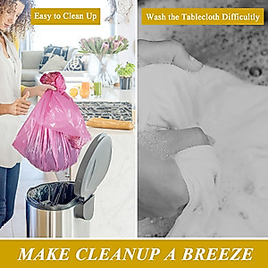 4 Pack Plastic Table Cloth Cover for Parties Disposable, Pink and Gold Tablecloth for 8 Foot Rectangle Tables, Birthday Wedding Graduation Father Valentine's Day Easter Party Supplies Decorations