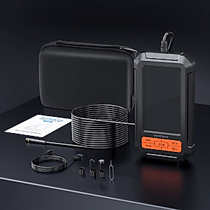 DEPSTECH Dual Lens Endoscope, 1080P HD Borescope Inspection Camera with Light, Split Screen, 4.3'' Digital Video Snake Camera, 7.9 mm Waterproof Scope Camera, 16.5ft Semi-Rigid Cable, Carrying Case