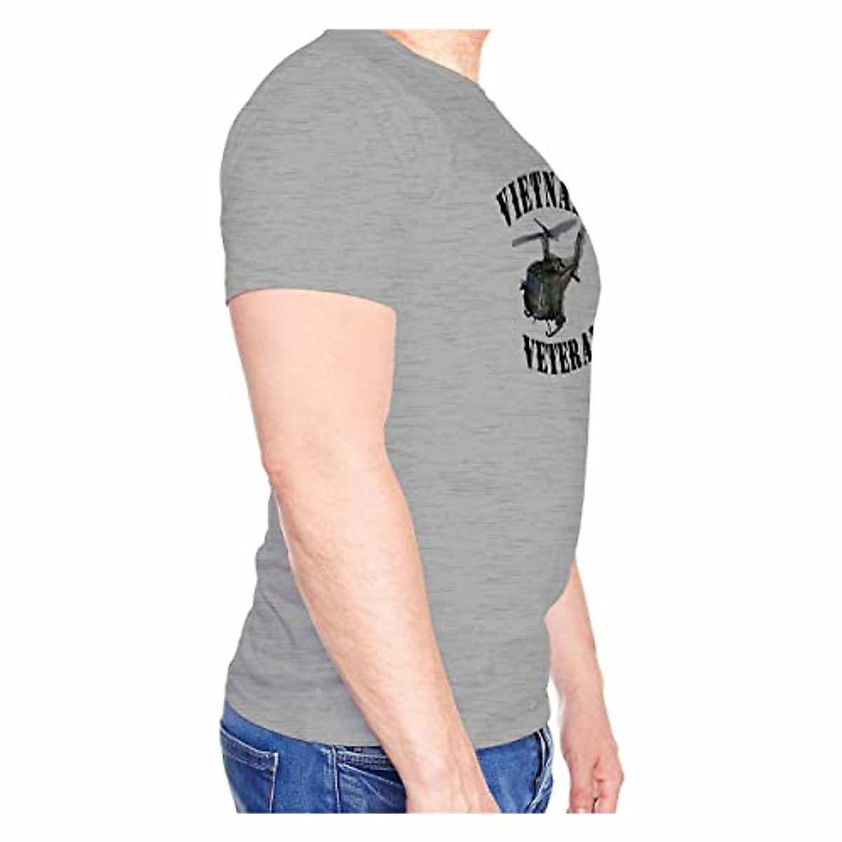 VetFriends.com Vietnam Veteran Huey Performance T-Shirt (Large) Grey