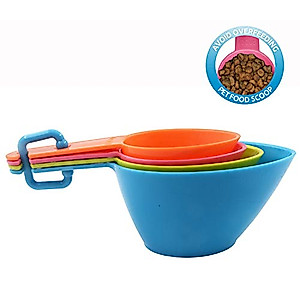 HINMAY Pet Food Scoops Plastic Measuring Cups Set for Dog Cat and Bird Food (Random Color)