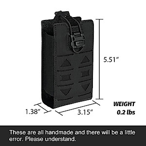 Tactical Radio Pouch MOLLE Radio Holster Compatible with 148/152 MPU5 Baofeng Radio Case Bag Walkie Talkies Rifle Mag with Elastic Cord 500D Nylon (Black)