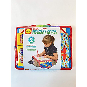 GOV Pre School Educational Portable Desk with Playskool Flash Cards, Markers, Crayons, Sesame Street Work Books and Reward Stickers