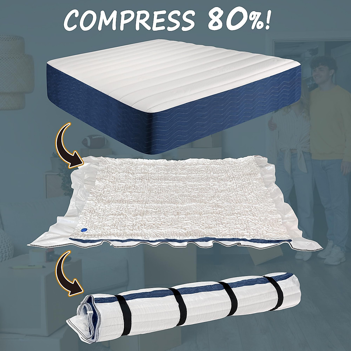 Meersburg Vacuum Storage Bag for Mattress – Vacuum Seal Bag for Memory Foam and Latex - Easy Moving, Shipping and Storage (King/Cal King)