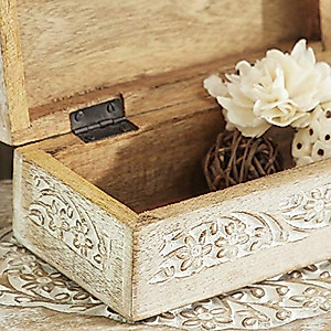 Deco 79 Mango Wood Floral Box with Hinged Lid, Set of 3 8", 10", 12"W, Brown